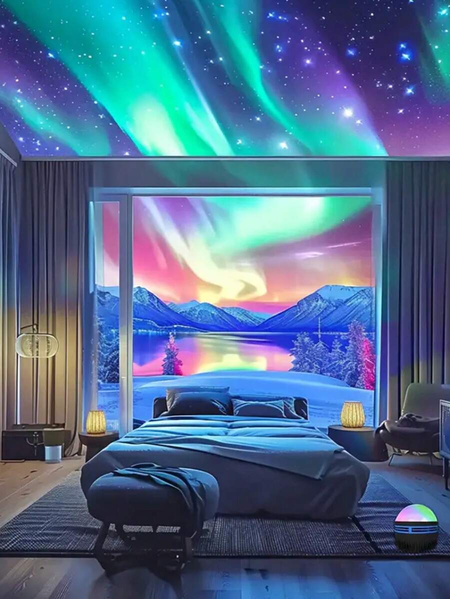 USB Powered LED Aurora Night Light With Remote Control - Dimmable, Non ...