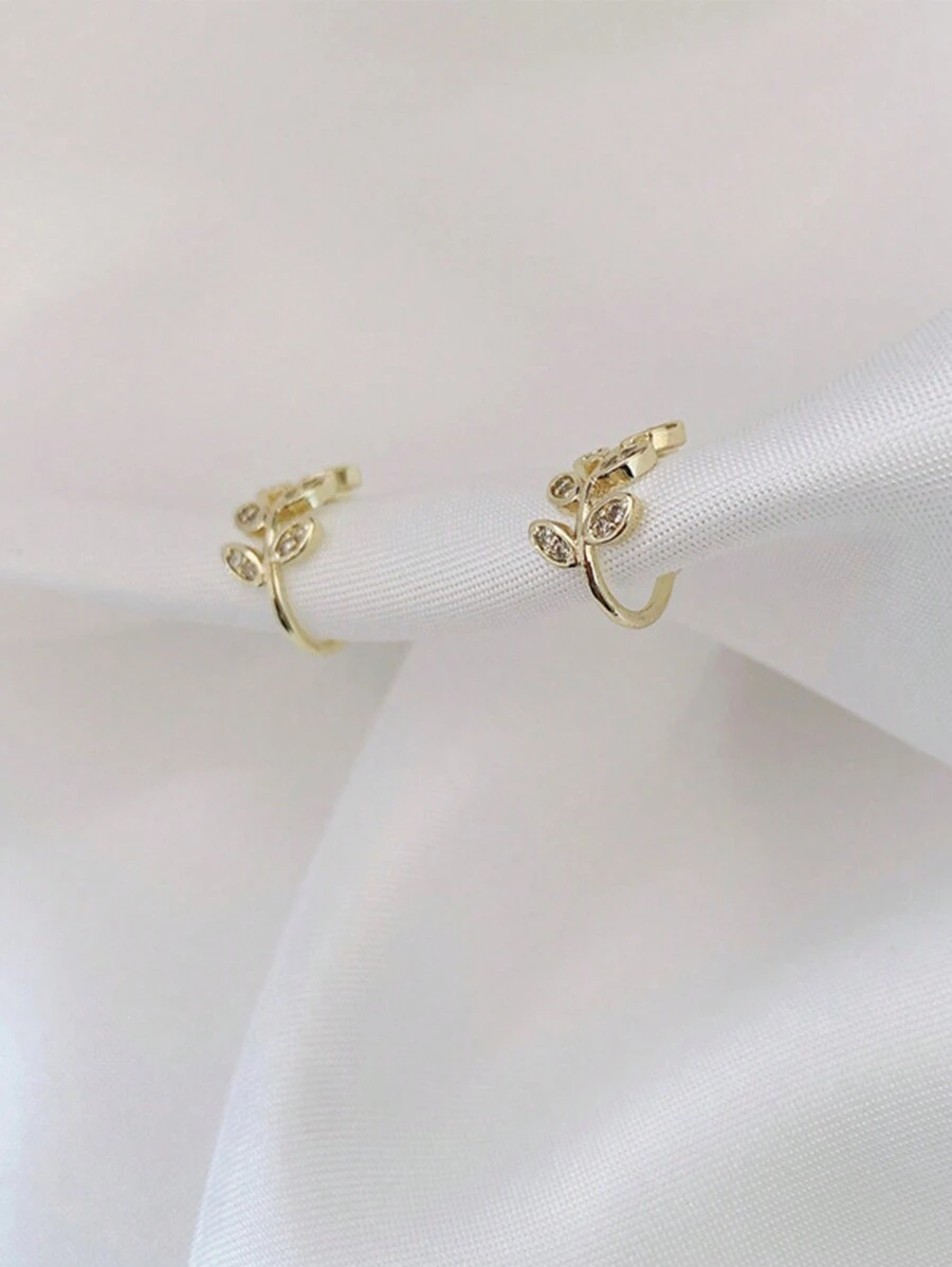1pc Minimalist Leaf Clip On Earrings, Adjustable Clamp Earclips For Non ...