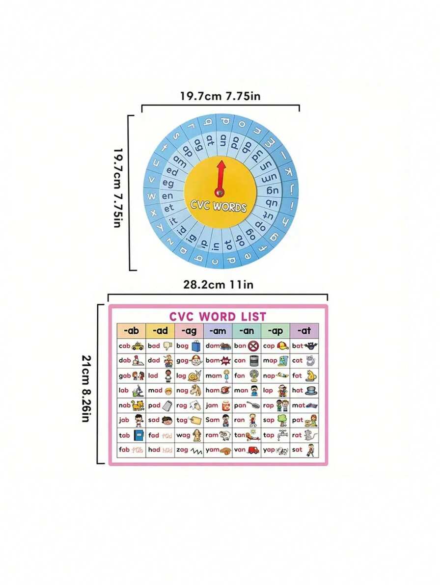 1 Set CVC Word Building Spinning Wheel Educational Game - Includes 2 ...