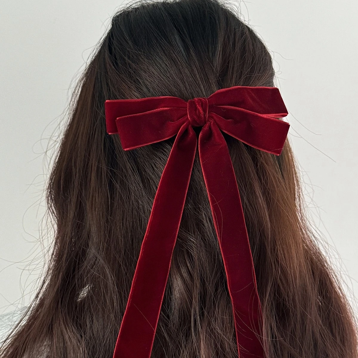 2pcs Set Solid Color Velvet Hair Bows For Women, Vintage Maroon Bow ...