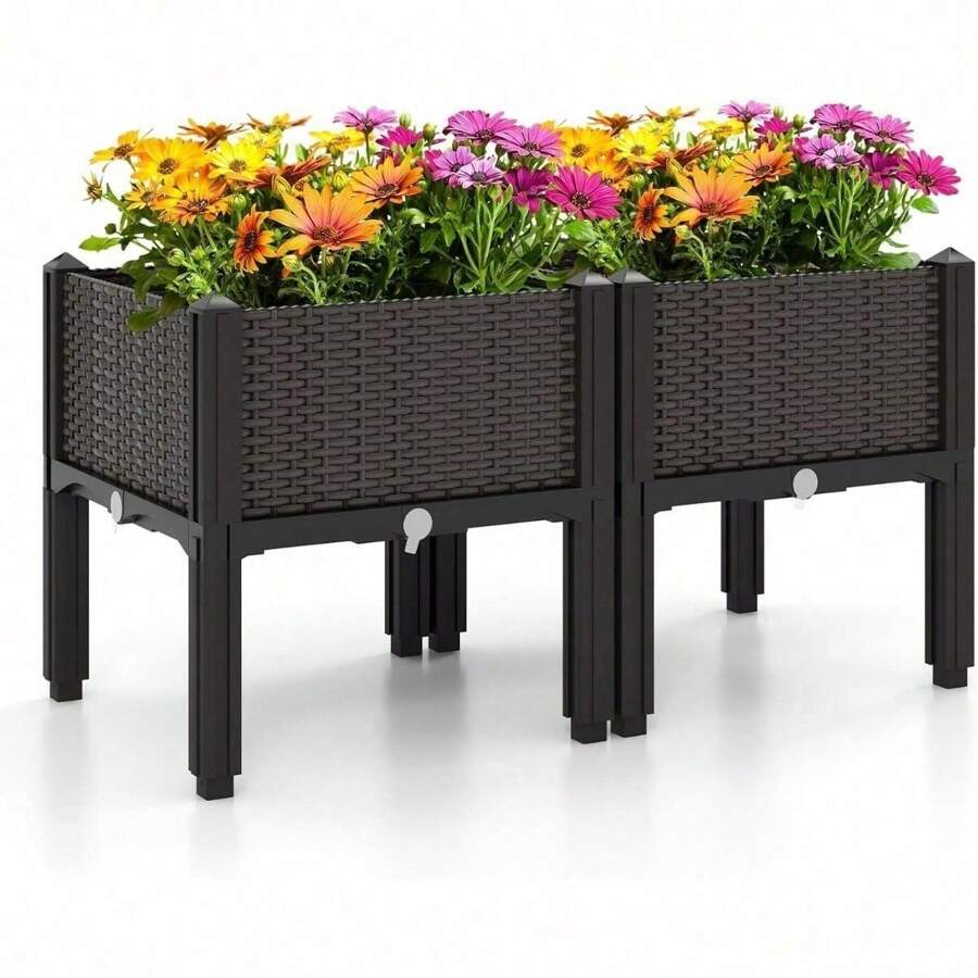 Raised Garden Bed, Elevated Planter Box Kit W/ 8 Legs, 2 Planter Boxes ...