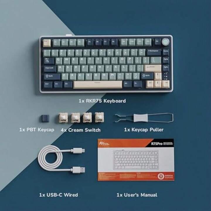 RK ROYAL KLUDGE R75 Wireless Mechanical Keyboard 75% Percent Gaming ...