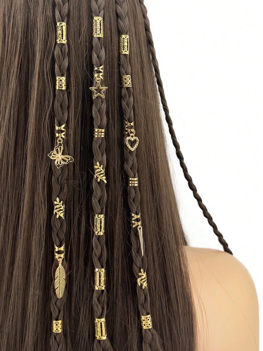 45pcs Butterfly Heart Punk Dreadlock Hair Rings - Stylish Alloy Hair ...