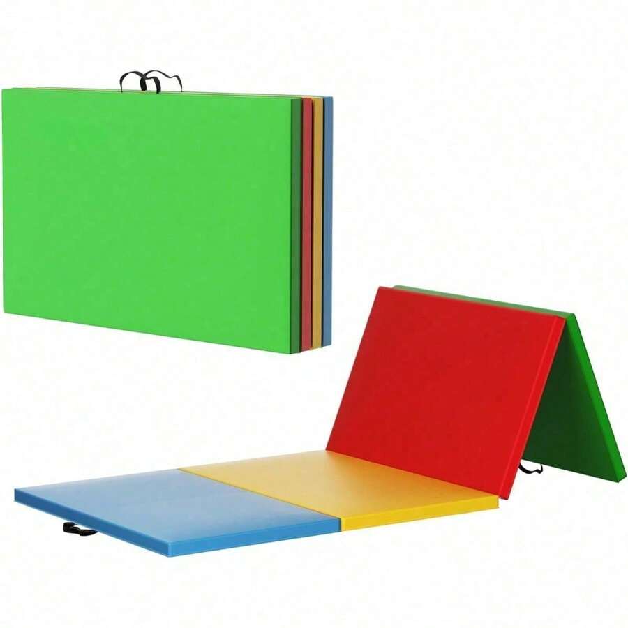 Foldable Gymnastics Mat Home Gym Floor Tumble Equipment, 8' Black ...