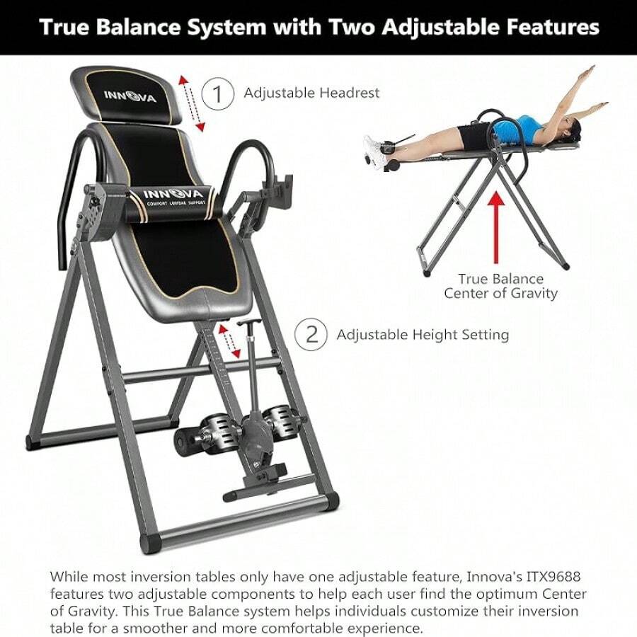 Innova Inversion Table With Adjustable Headrest, Reversible Ankle ...