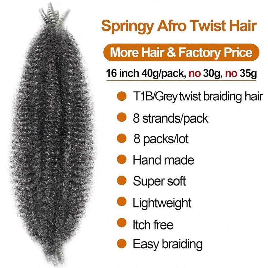 Springy Afro Twist Hair 8 Pacotes Marley Twist Trança Cabelo Pré ...