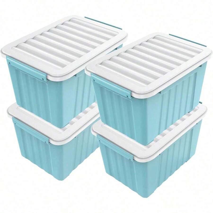 72 Quart Plastic Storage Bin, Stackable And Nestable Storage Boxes With ...