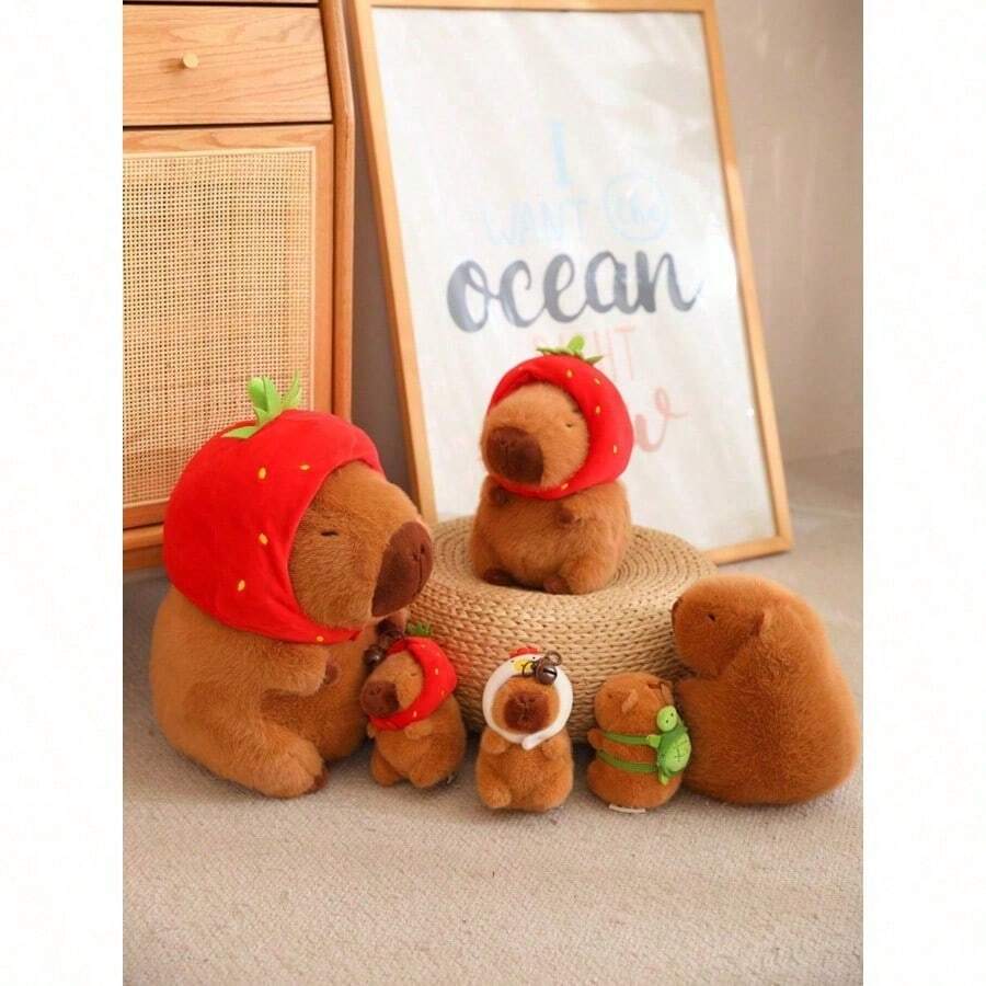 Cute Capybara Plush Doll. A Capybara Stuffed Animal With A Strawberry ...