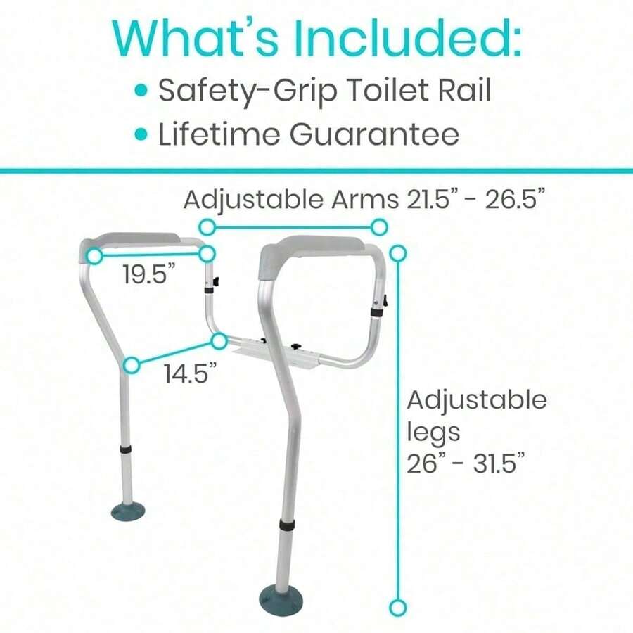 Toilet Rail - Bathroom Safety Frame - Medical Railing Helper For Elderly, Handicap, Disabled ...