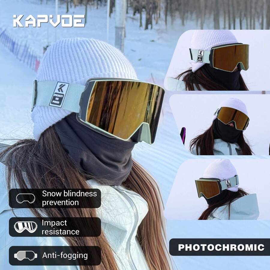 KAPVOE Kapvoe Photochromic Ski Goggle Snowboard Anti-Fog Mask For Men ...