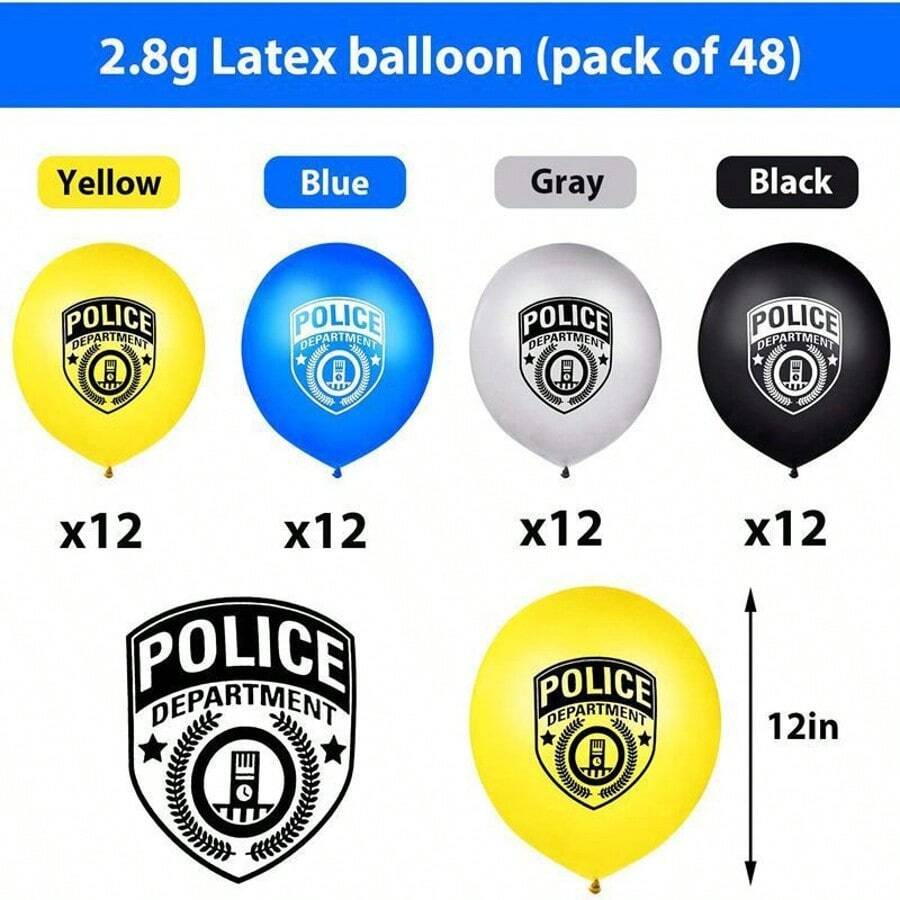 Police Themed Party Balloon Set, Including Police Car Balloon, Police ...