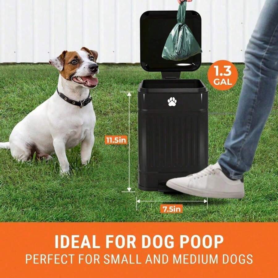 Small Dog Poop Trash Can Outside, 1.3 Gal Metal Small Outdoor Trash Can ...