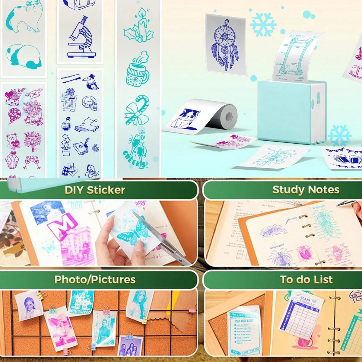 Mini Sticker Printer- Color Photo Print Sticker Thermal Printer X6 ...