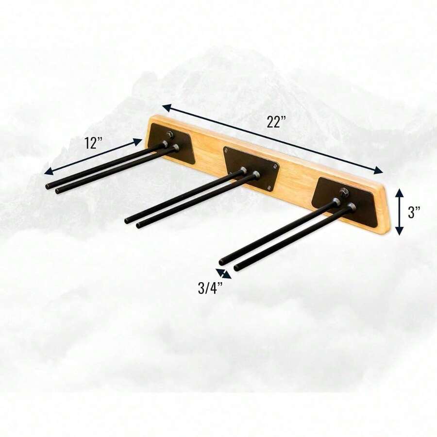 Natural Wood Ski Rack, Wall Mount 6 Ski Storage, Indoor Or Garage, Wood ...