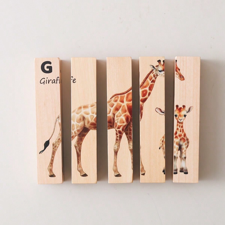 3D Wooden Rotating Puzzle, African Animal Theme, Helps Children Develop ...