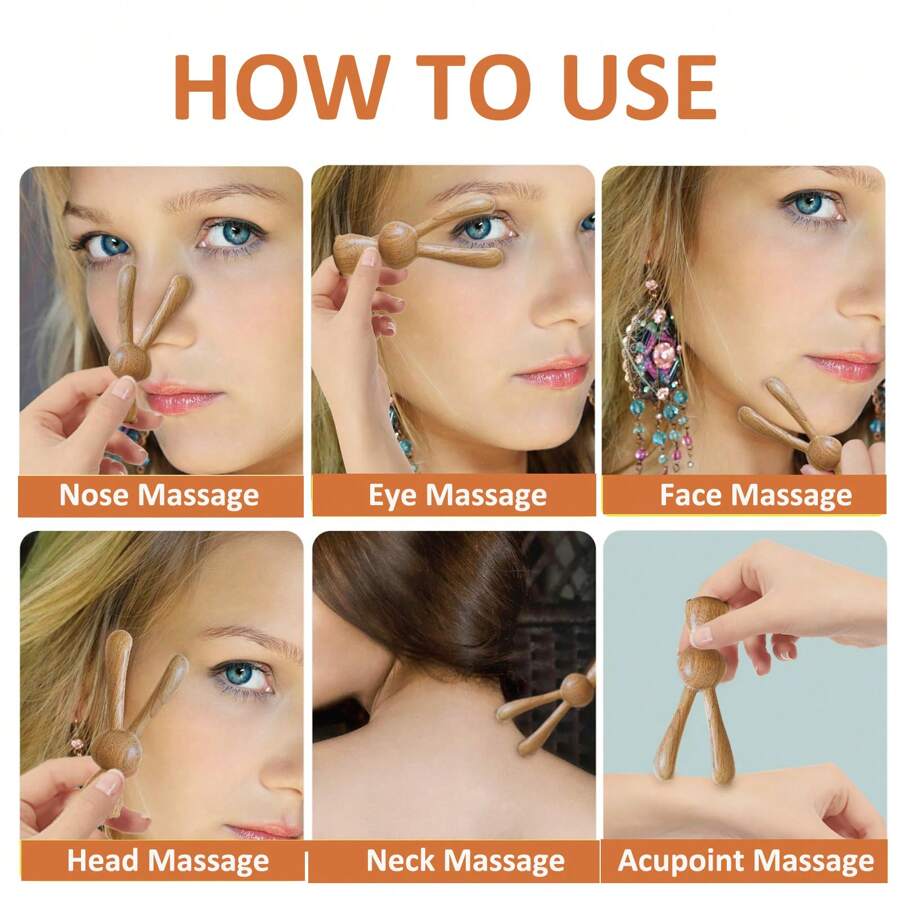 Eye Relaxation Cute Wooden Rabbit Massage Tools Stick For Eye Nose ...