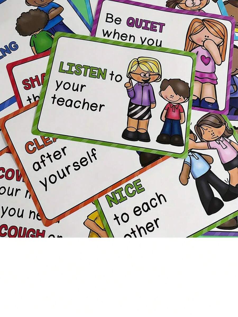 15pcs A4 Classroom Rules Poster Set - Preschool & Elementary Education ...
