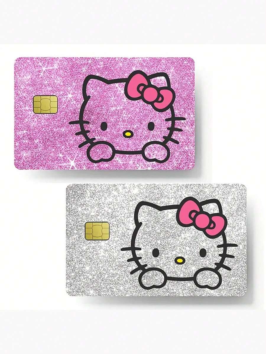 Sanrio 2pcs Hello Kitty Credit Card Stickers, Silver Laser Self ...