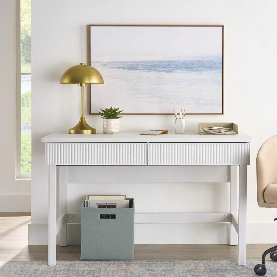 Lillian Fluted Desk White Finish | SHEIN USA