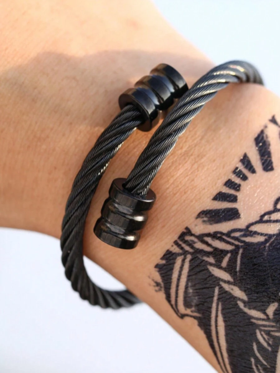 1pc Titanium Steel Wire Bracelet For Men, Punk Hip-Hop Style, Flexible ...