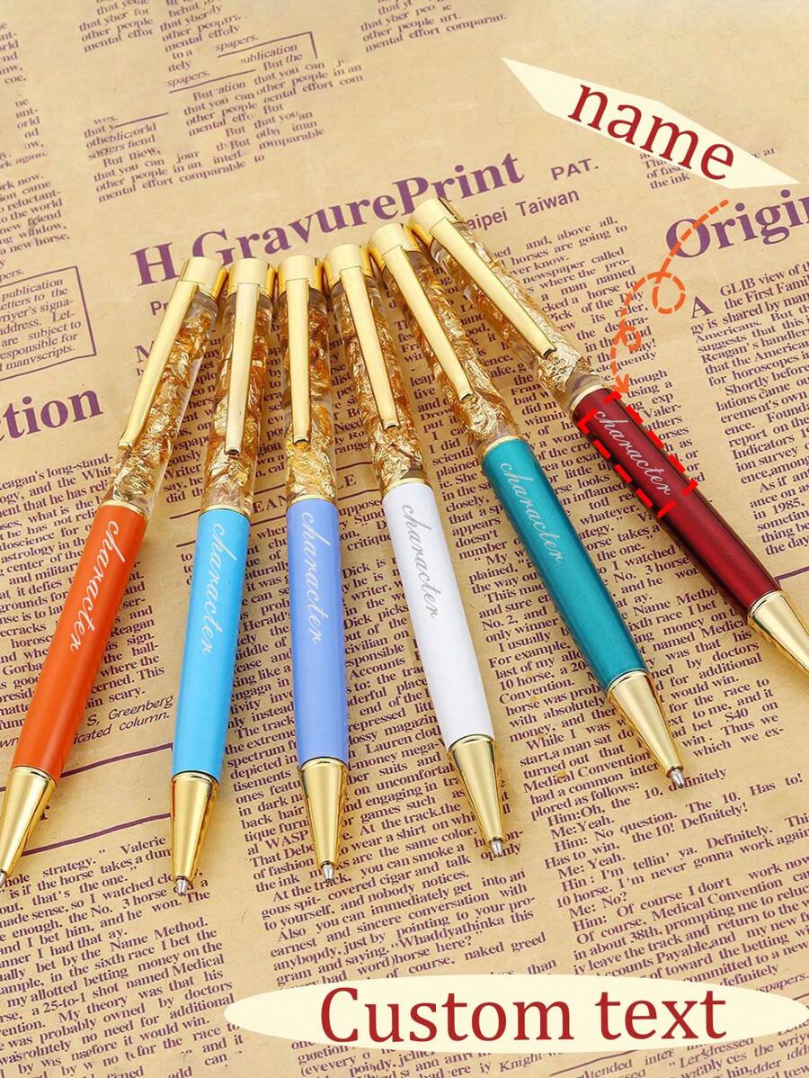 Customized Text/LOGO Gold Foil Metal Ballpoint Pen, Crystal Gold Foil ...