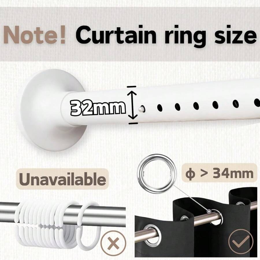 Luxury Curtain Poles Extendable Pole Non-Slip Tension Rods 3m Shower ...