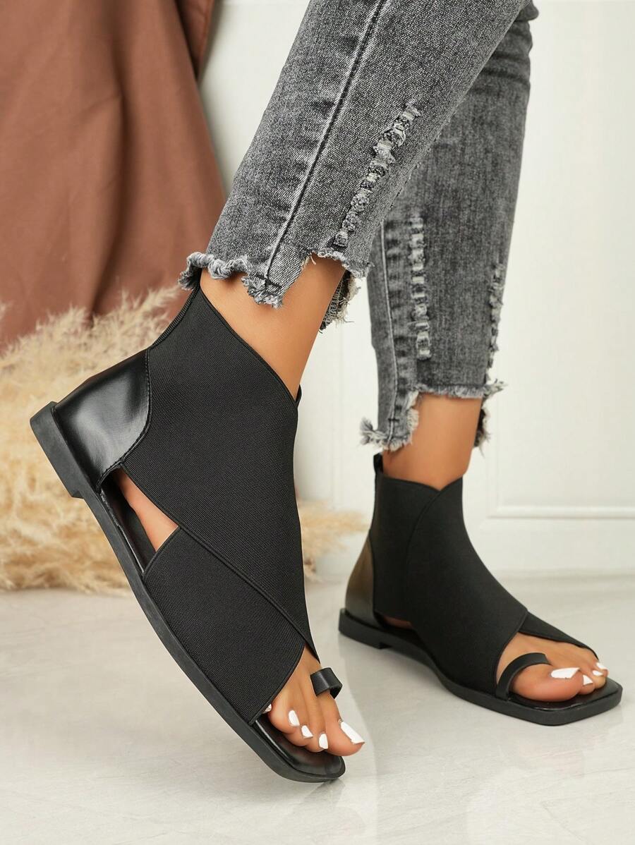 Toe-Separator Faux Leather Double Layer Coated Fashion Sandals | SHEIN USA