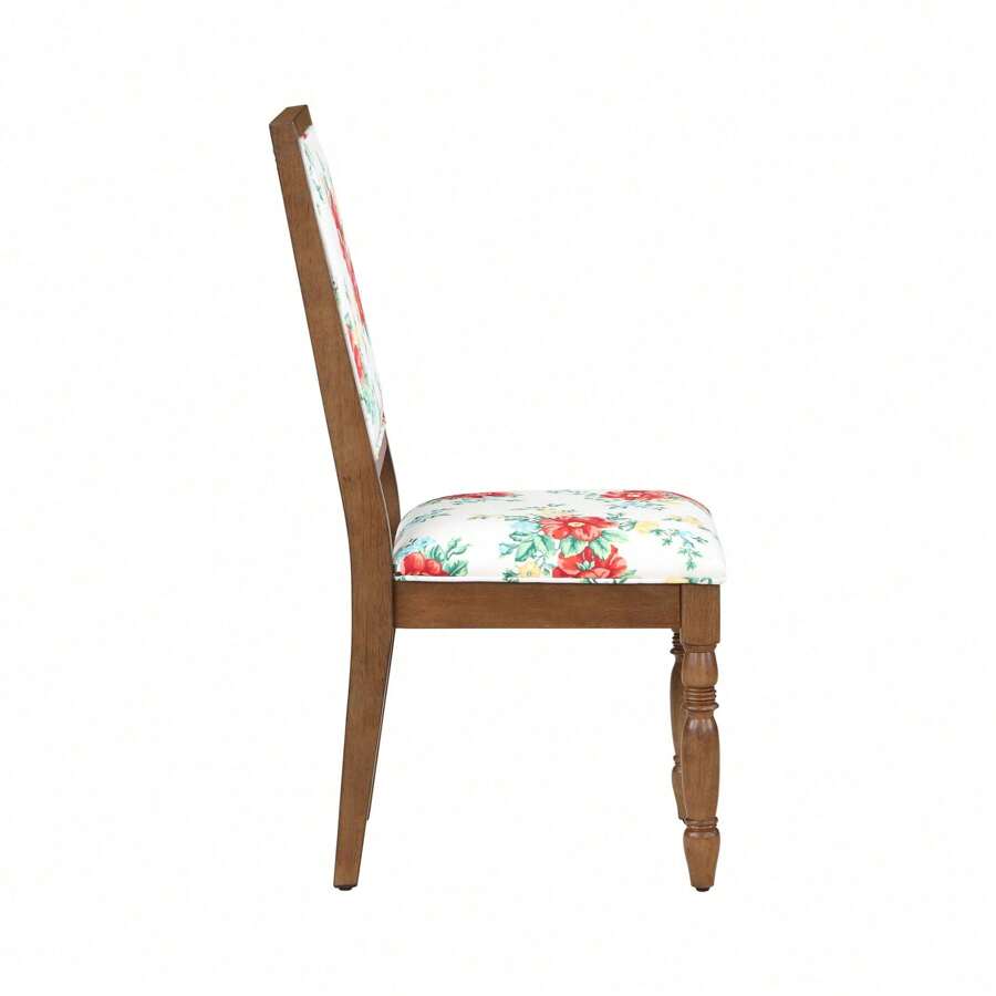 Callie Vintage Floral Dining Chairs Made With Solid Wood Frame Set Of 2 ...
