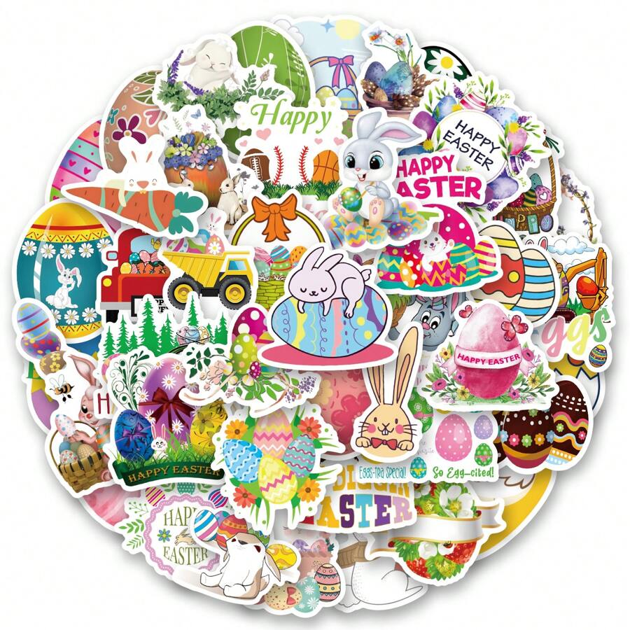 65 PCS Easter Eggs Stickers Vinyl Aesthetics Stickers For Scrapbooking ...