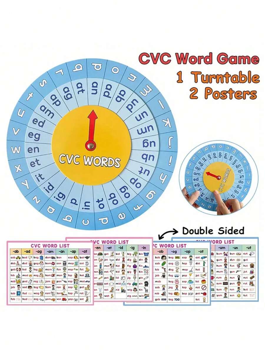 1 Set CVC Word Building Spinning Wheel Educational Game - Includes 2 ...