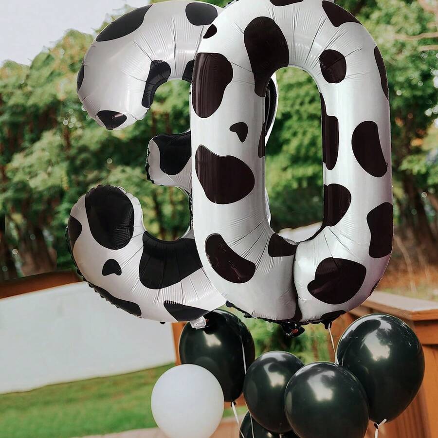 Cow Print Balloon Birthday Decorations Supplies Number Balloon Cow ...