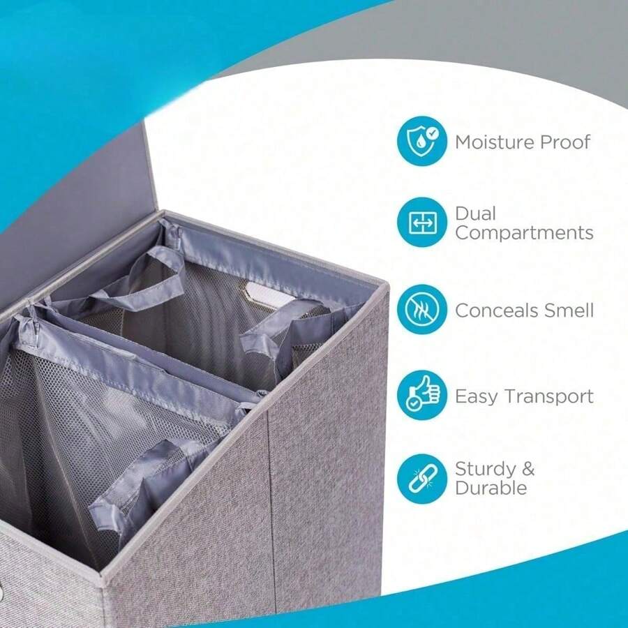 Laundry Hamper With Lid | Removable Bags For Sorting Clothes ...