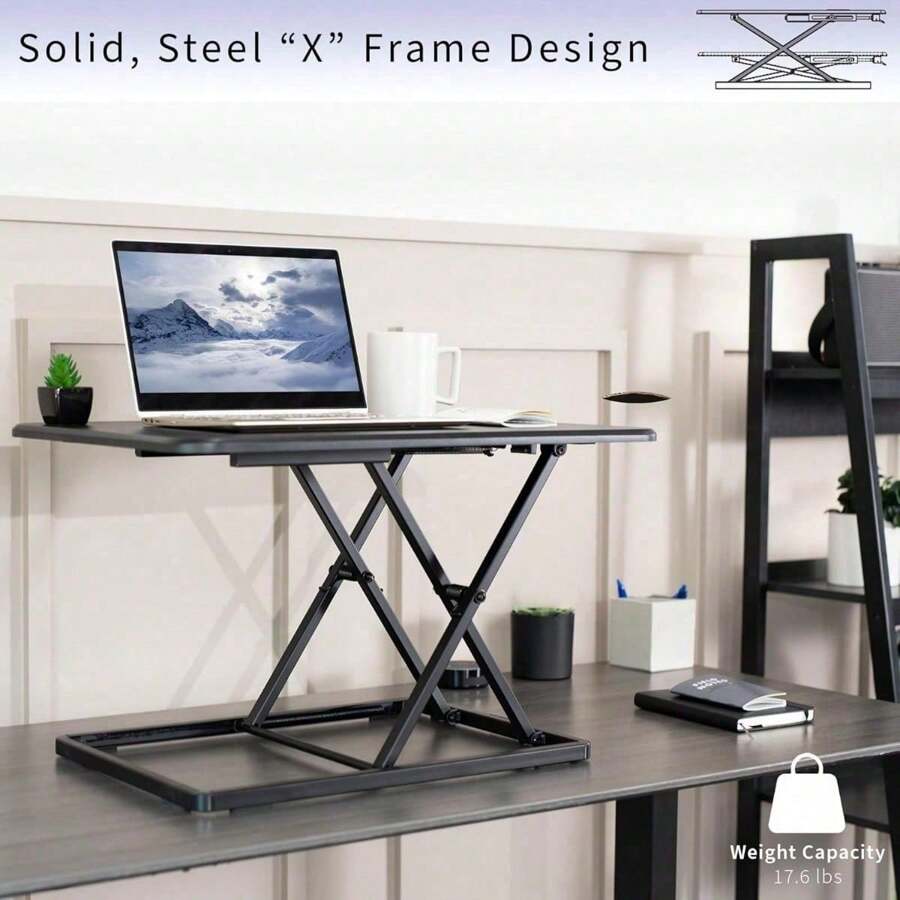 Ultra-Slim Single Top Height Adjustable Standing Desk Riser, Compact ...