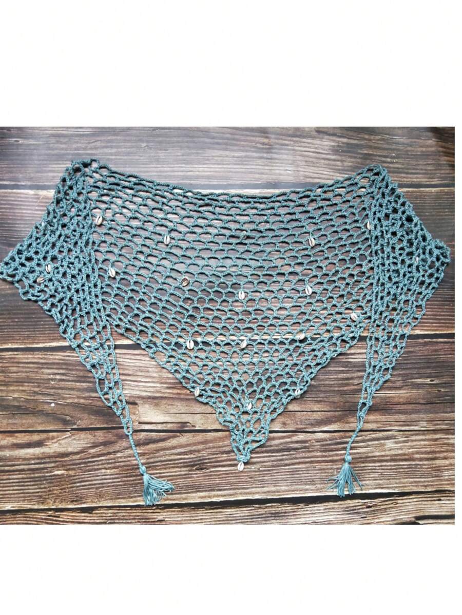 Women's Sarongs Swimwear Triangle Wrap Fishnet Solid Color Shells ...