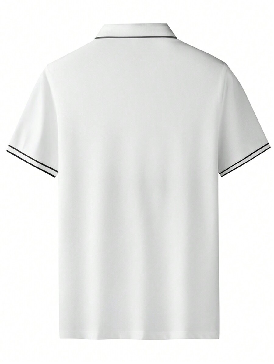 Men's Solid Color Snap-Button Front Casual Short Sleeve Polo Shirt ...