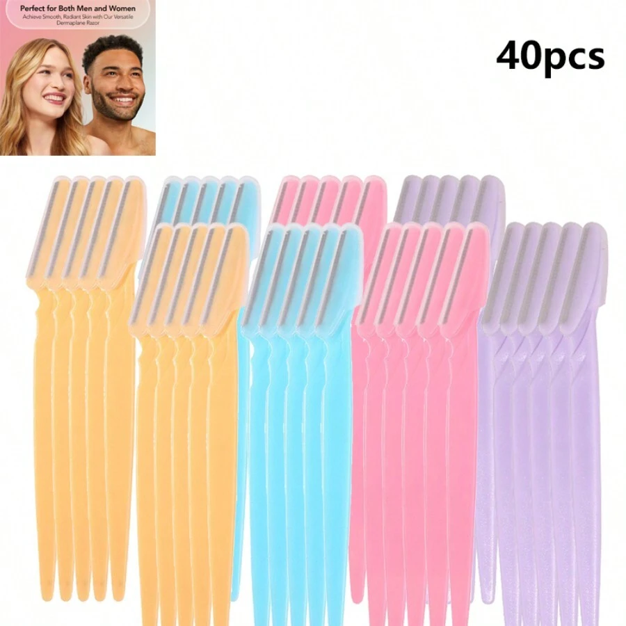 40pcs Safety Brow Trimmer & Face Razor Blades With Protective Cover ...
