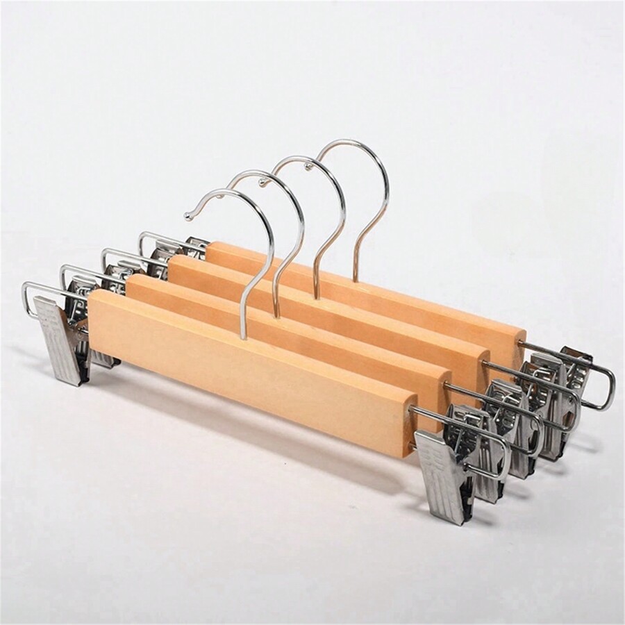 4pcs Wooden Hangers, Jeans Hangers, Hat Racks, Anti-Wrinkle Clip Closet ...