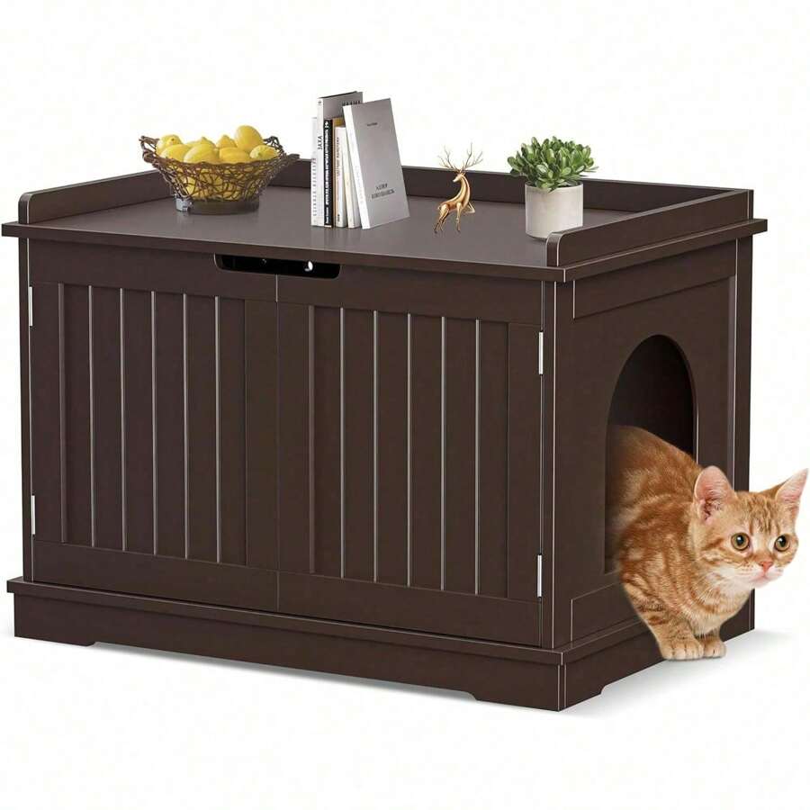 Hidden Cat Litter Box Enclosure Cat Litter Box Furniture Cat Washroom ...
