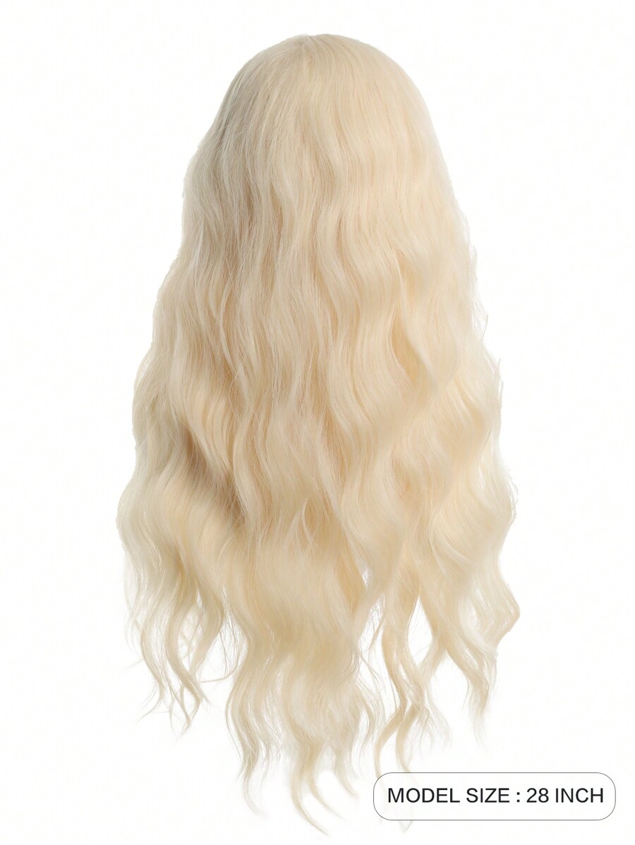 Synthetic Fake Women's Long Curly Hair (Light Blonde) Full Head Cover ...