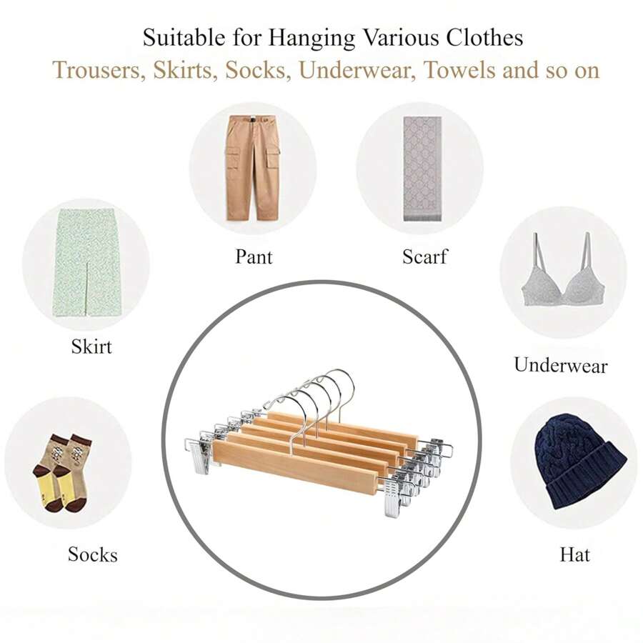 4pcs Wooden Hangers, Jeans Hangers, Hat Racks, Anti-Wrinkle Clip Closet ...