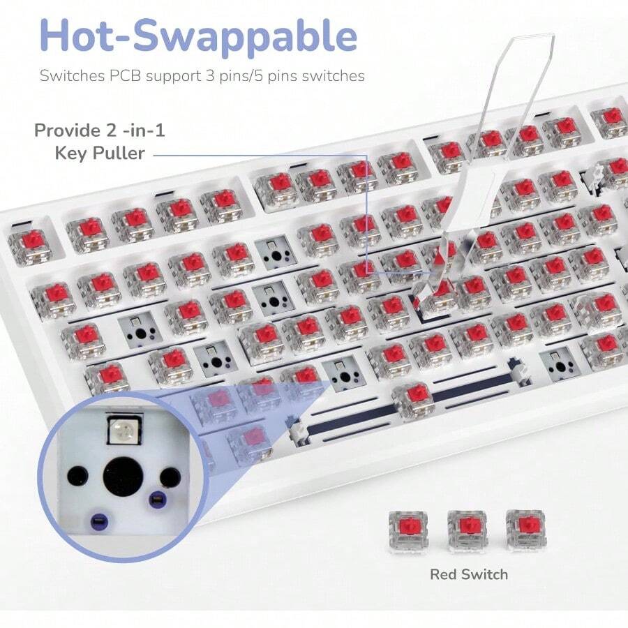 RK ROYAL KLUDGE M75 Mechanical Keyboard 2.4GHz Wireless/Bluetooth/USB-C ...