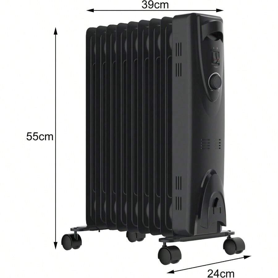 MYLEK Oil Filled Heater Radiators 2000W Electric Portable Black Heaters ...