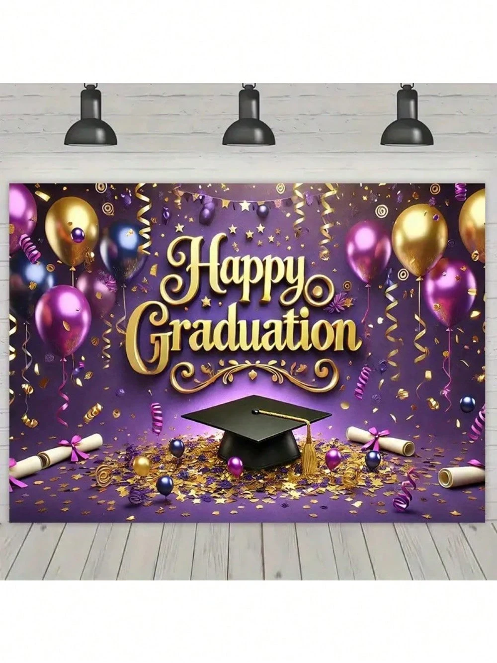 2025 Graduation Background, Black & Gold Glitter, Graduation Party ...