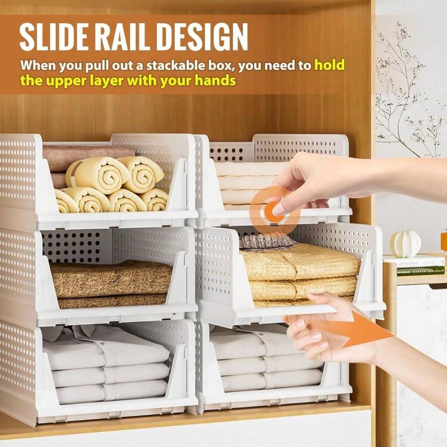 Clothes Organizers And Storage, 5 Pack Stackable Plastic Storage Bins ...