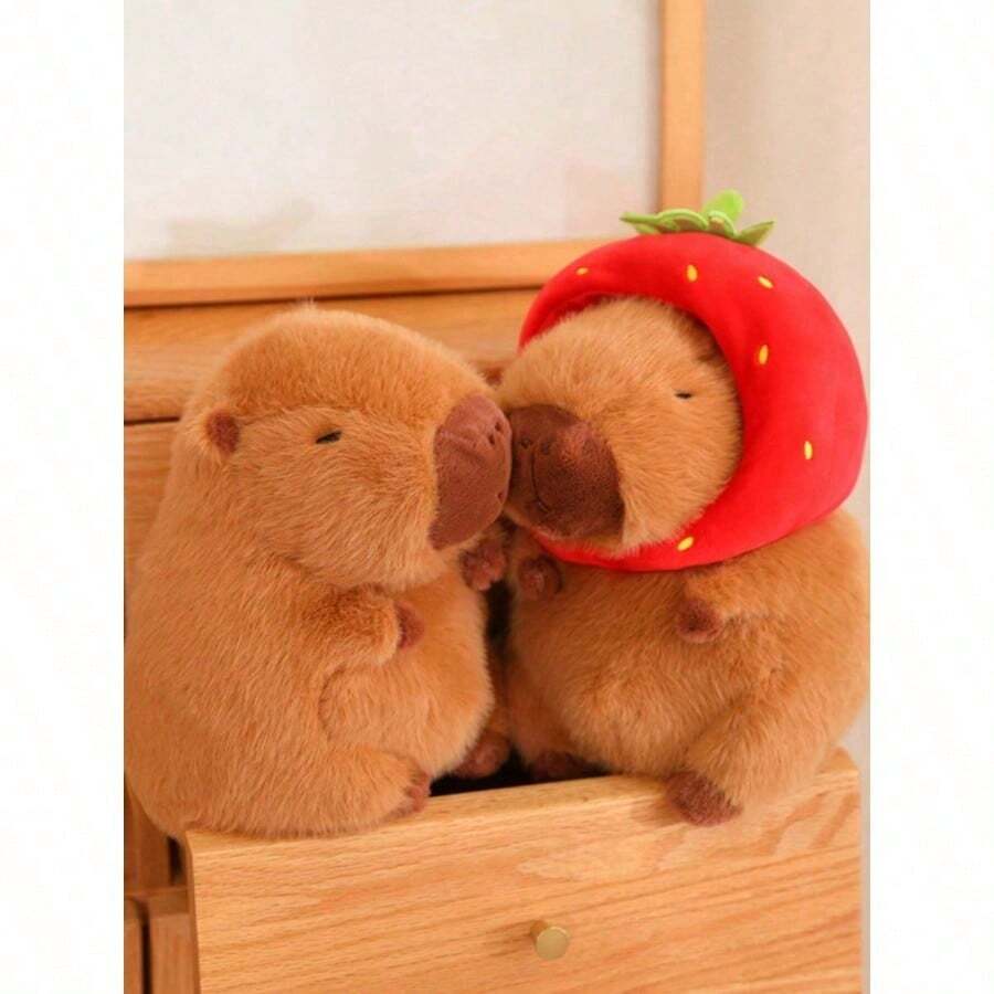 Cute Capybara Plush Doll. A Capybara Stuffed Animal With A Strawberry ...