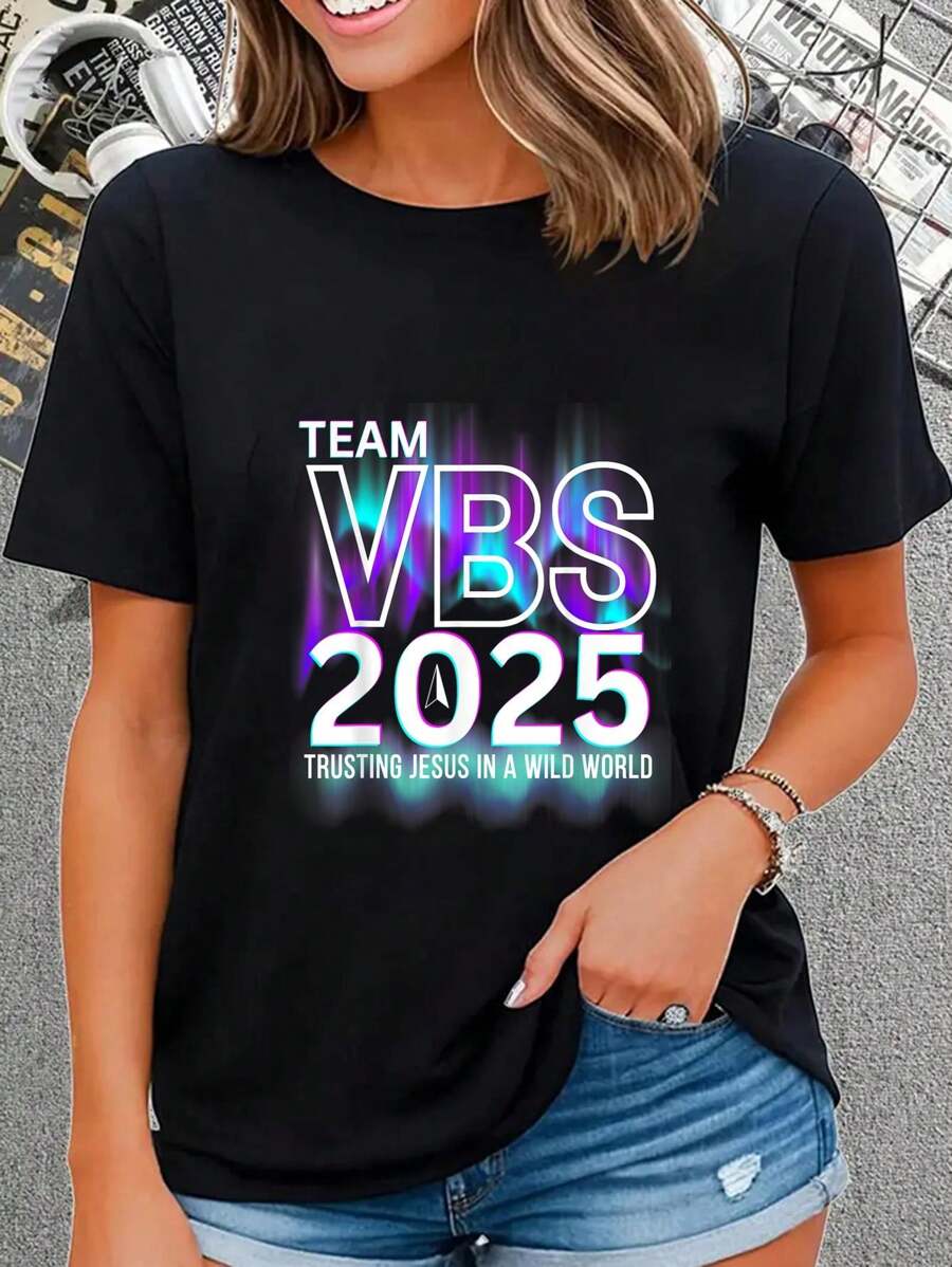 100% Cotton Team VBS 2025 Northern Lights Crew Fun Vacation Bible School T-Shirt | SHEIN USA