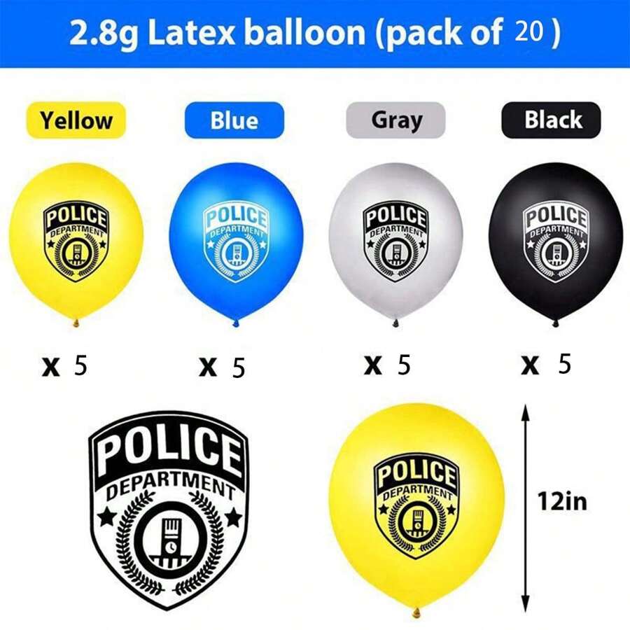 Police Themed Party Balloon Set, Including Police Car Balloon, Police ...