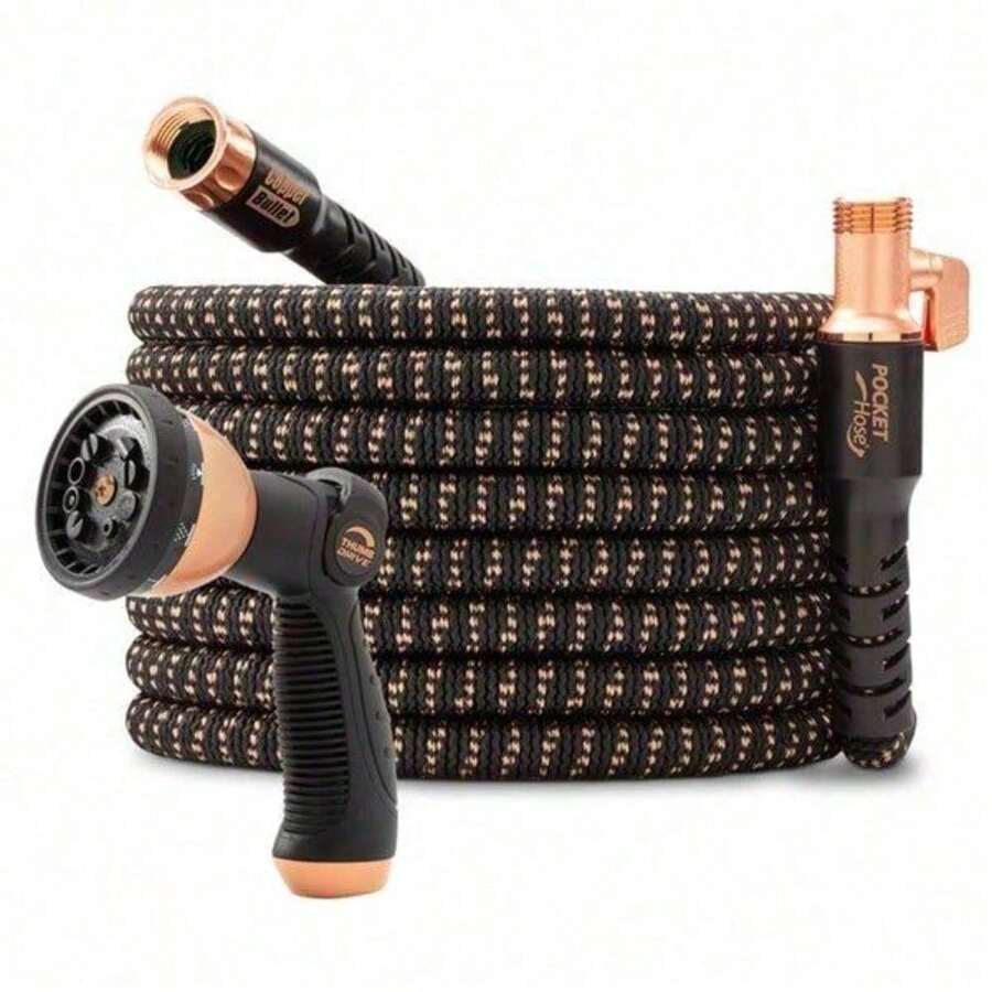 Pocket Hose Copper Bullet Expandable Garden Hose, Kink Free Hose ...