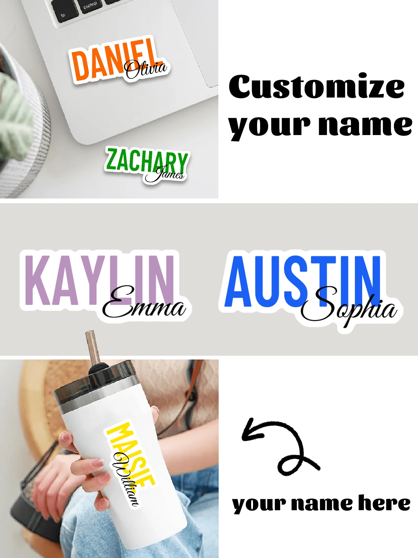 Custom Name Stickers, Custom Student Name Stickers,Custom Vinyl ...