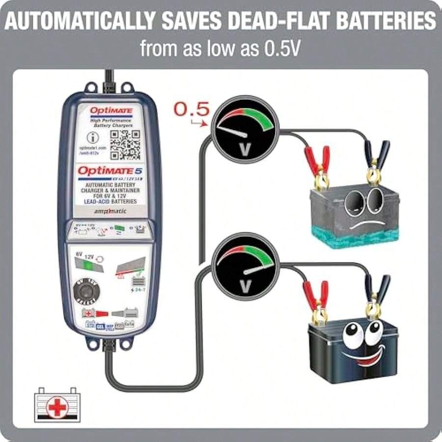 OptiMate 5 Select 6V 12V Motorcycle Car Smart Automatic Battery Charger ...